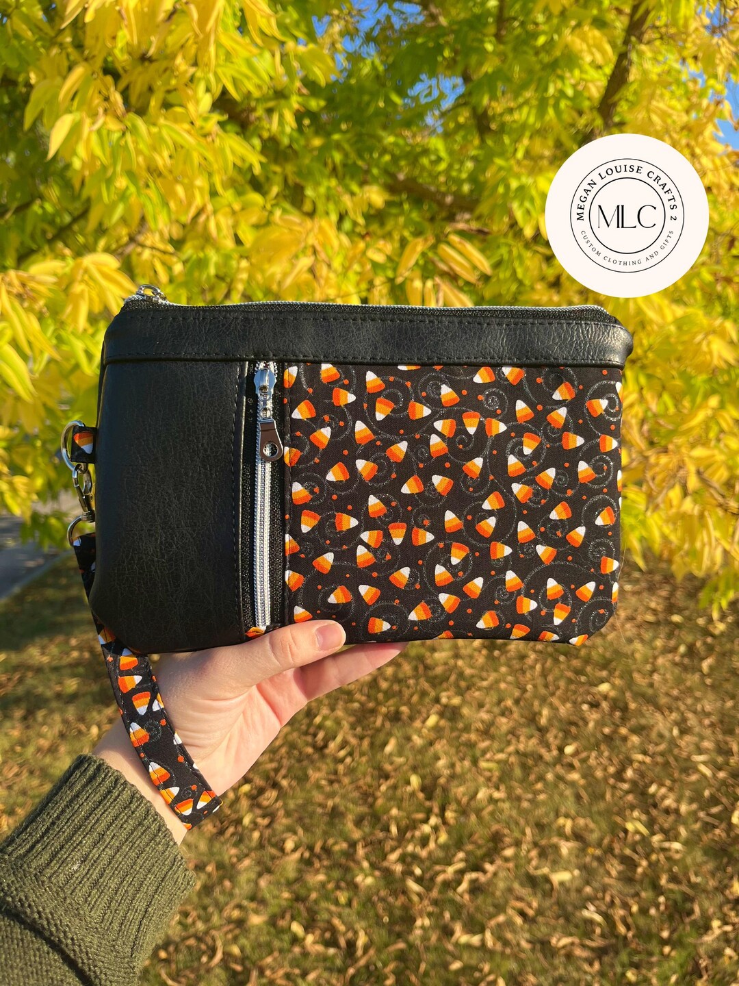 Halloween Zipper Clutch, Fall Style Gifts, Wristlet Wallet, Waterproof ...