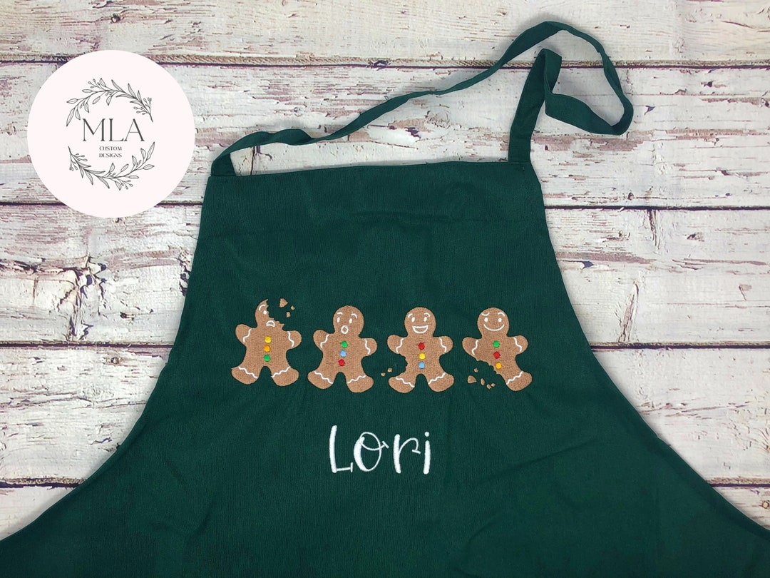 Personalized Christmas Apron, Holiday Baking Apron, Gingerbread Apron ...