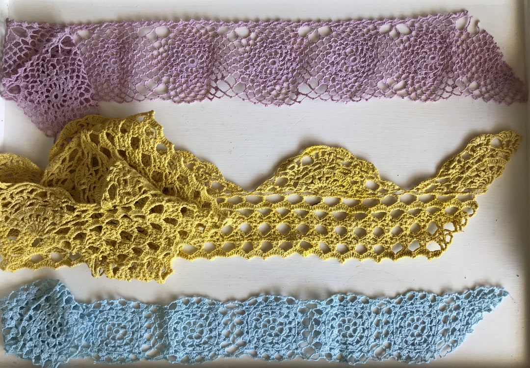 DOILY COUTURE Crochet Lace Doily Edging 3 Pieces - Cotton Vintage Lace ...