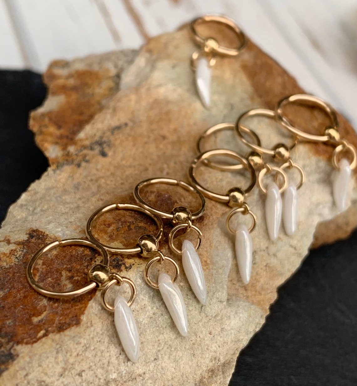 8mm Helix Hoop with Charm Dangle Sterling Silver & Glass | Etsy