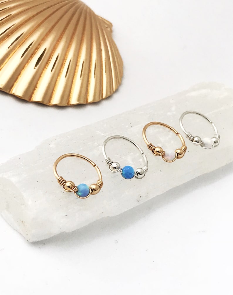 Upper Ear Cartilage Hoop Earring Opal Helix Ring Synthetic | Etsy