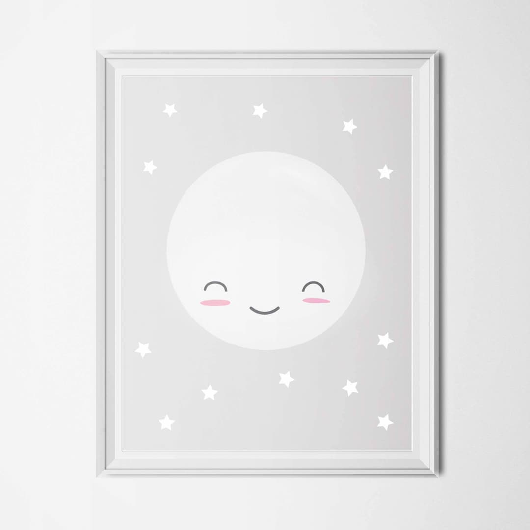 Instant Download Sleepy Moon Print, Digital Download Moon, Nursery Moon ...
