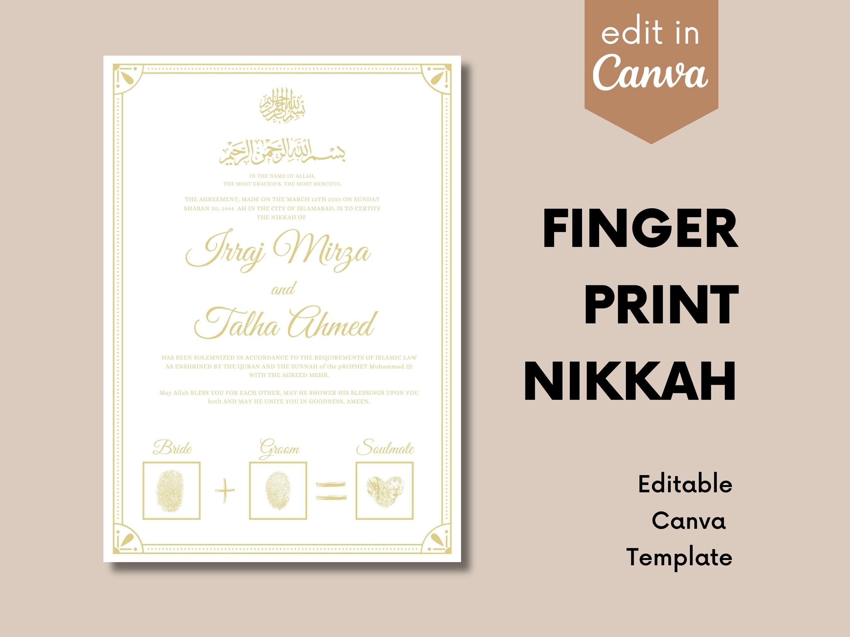 Nikkah Certificate Canva Template Digital Download Islamic Marriage ...