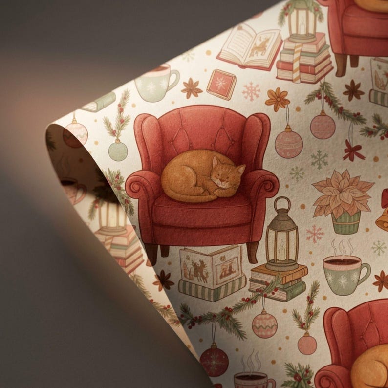 Cat Christmas Pattern Digital Download, Cozy Seamless Design for ...