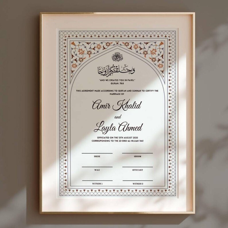 Nikkah Certificate Canva Template Digital Download Floral Nikah Nama ...