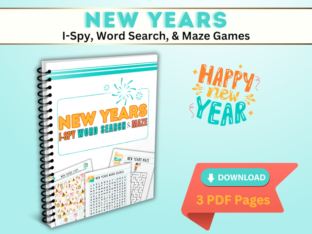 New Years Maze I-spy Word Search Instant Download DIY - Etsy