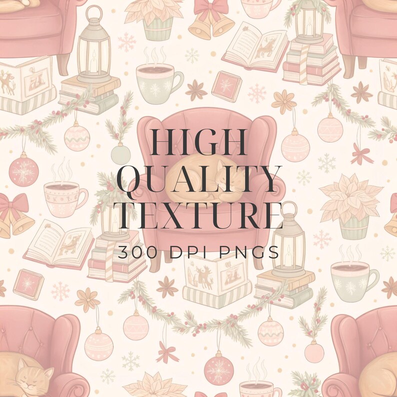 Cat Christmas Pattern Digital Download, Cozy Seamless Design for ...