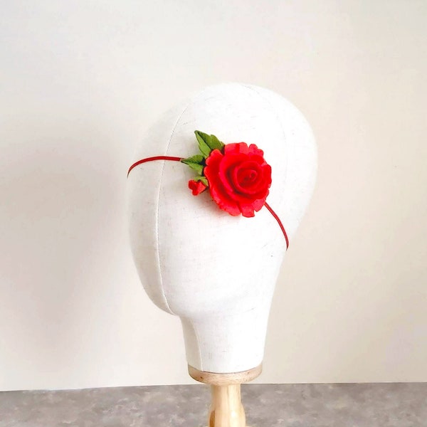 Red Rose Headband - Etsy