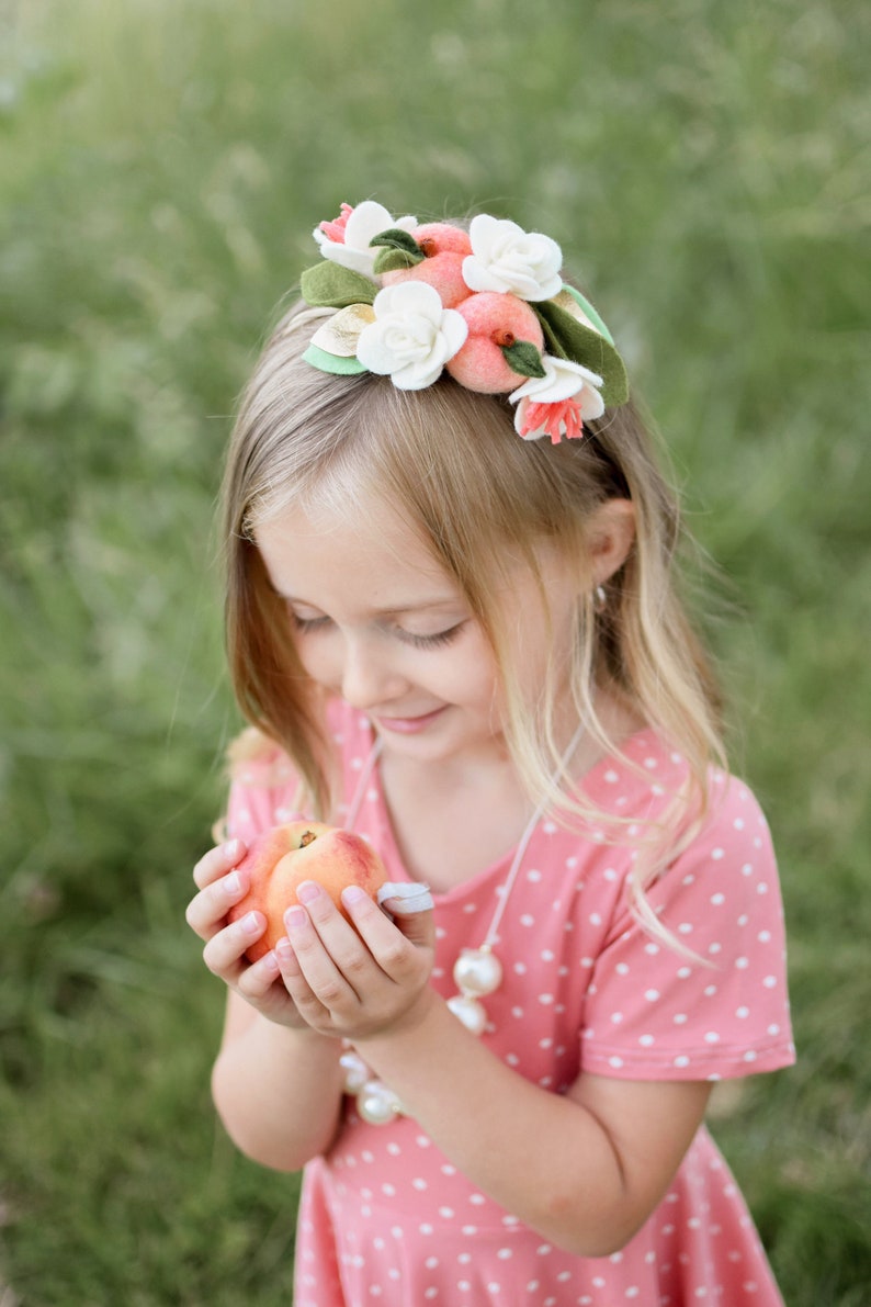 Peach Flower Crown, Peach Fruit Headband, Fruit Headpiece, Fruit Hair ...