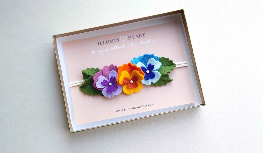 Rainbow Pansy Flower Crown: Baby Girl Felt Headband - Etsy