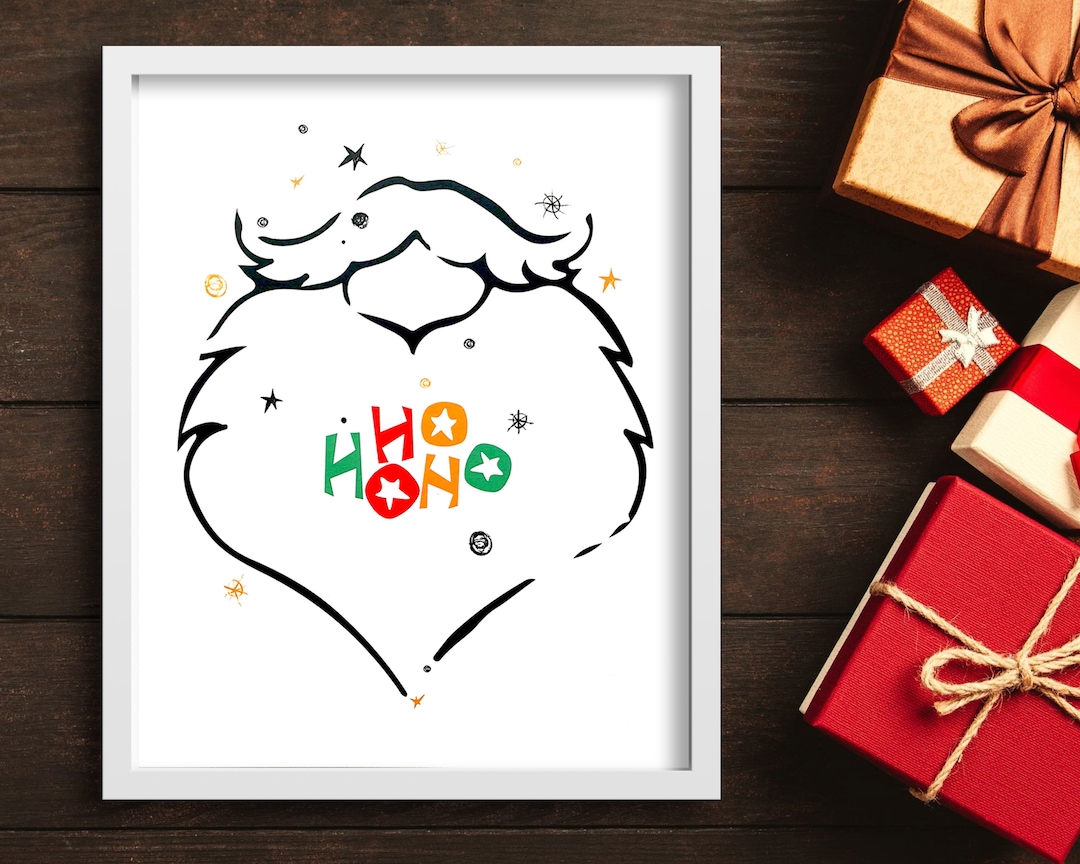 Merry Christmas Sign,christmas Wall Art, Ho Ho Ho, Santa Claus Poster ...