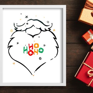 Merry Christmas Sign,christmas Wall Art, Ho Ho Ho, Santa Claus Poster ...