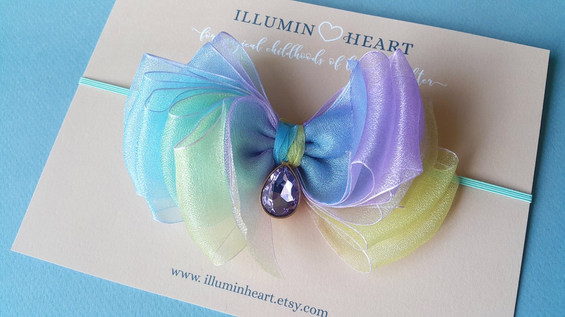 Pastel Rainbow Headband Rainbow Hair Bow Ombre Ribbon - Etsy