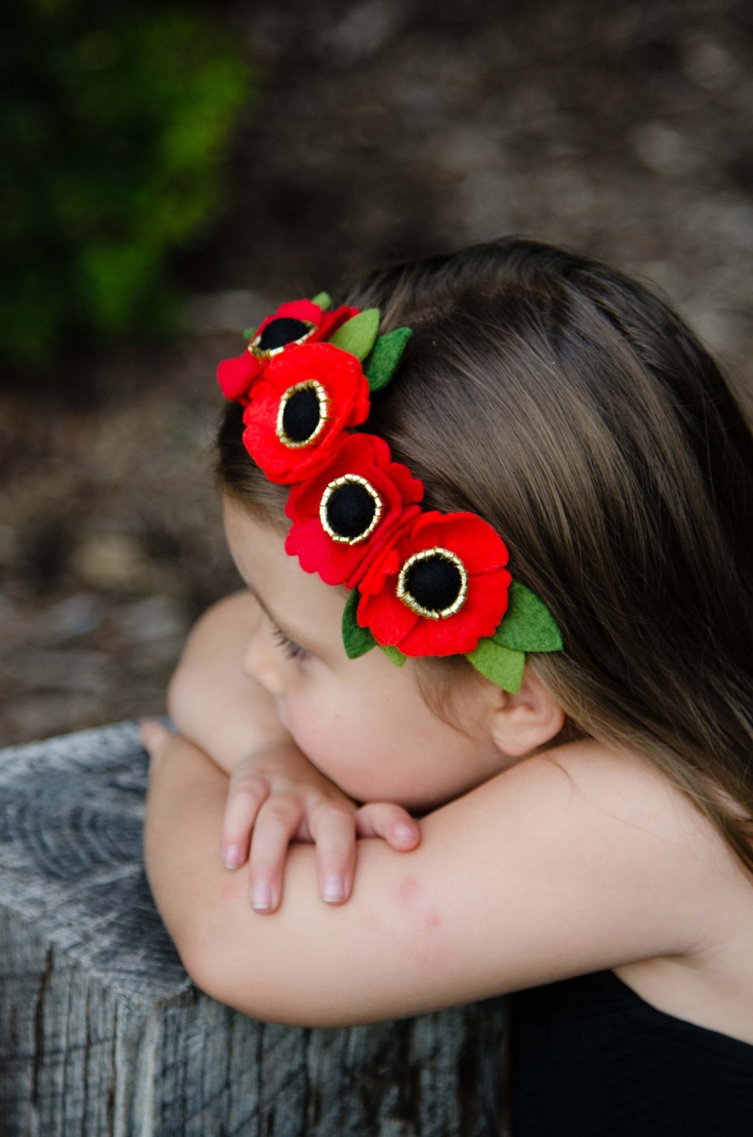 Red Poppy Headband, Poppy Flower Crown, Poppy Flower Headband, Autumn ...
