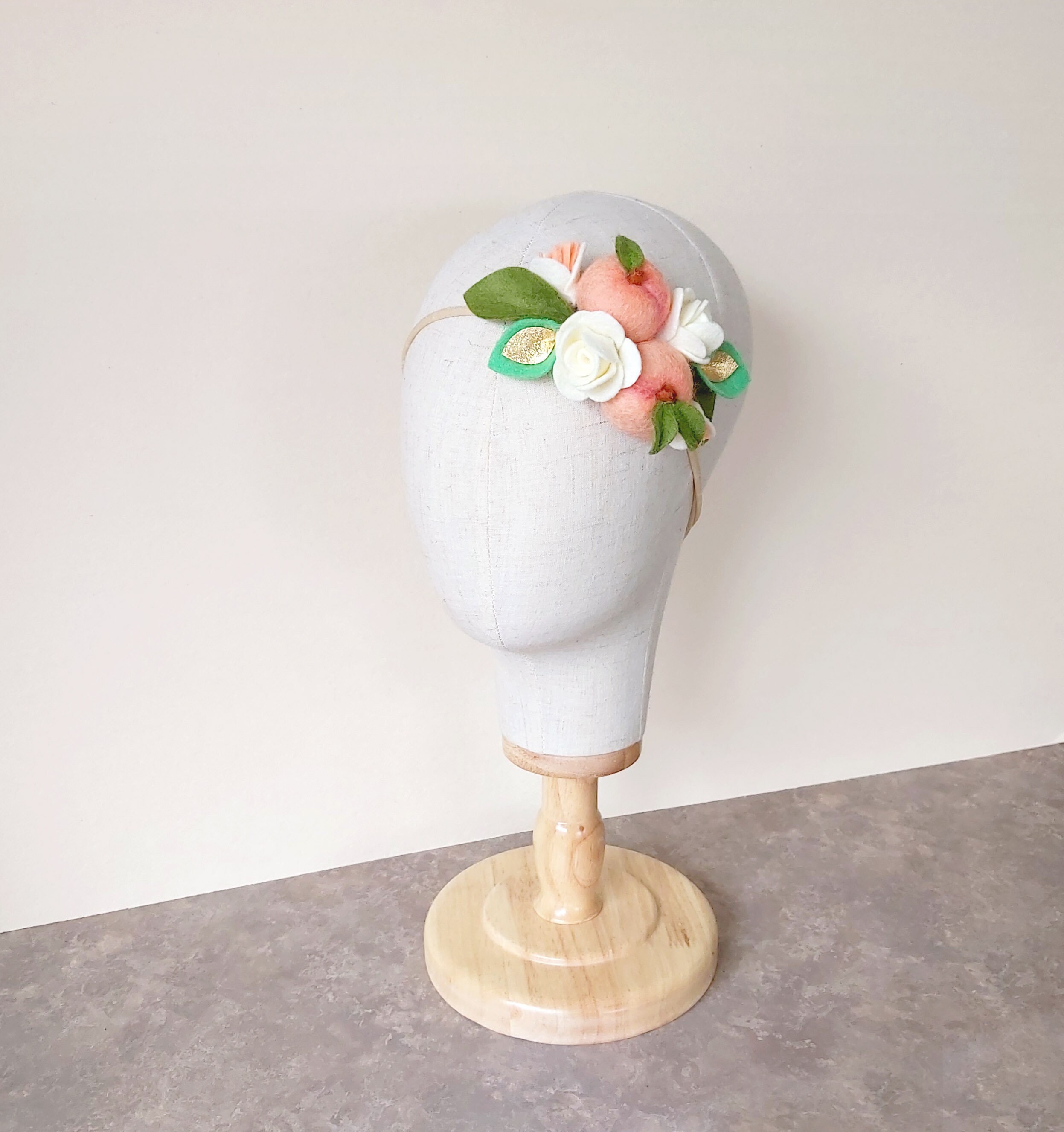 Peach Flower Crown, Peach Fruit Headband, Fruit Headpiece, Fruit Hair ...