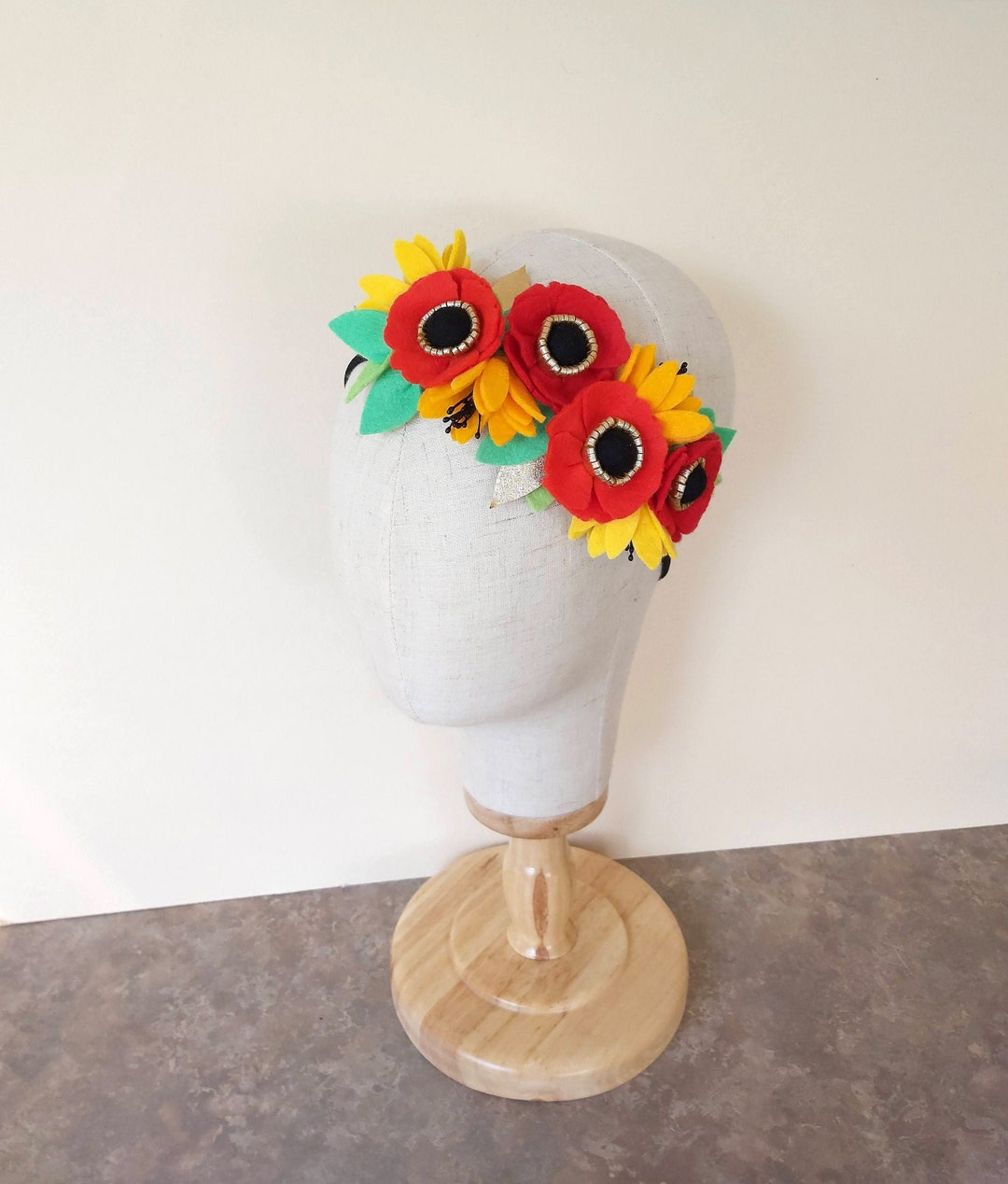 Red Poppy Flower Crown, Felt Headband, Baby Girl - Etsy