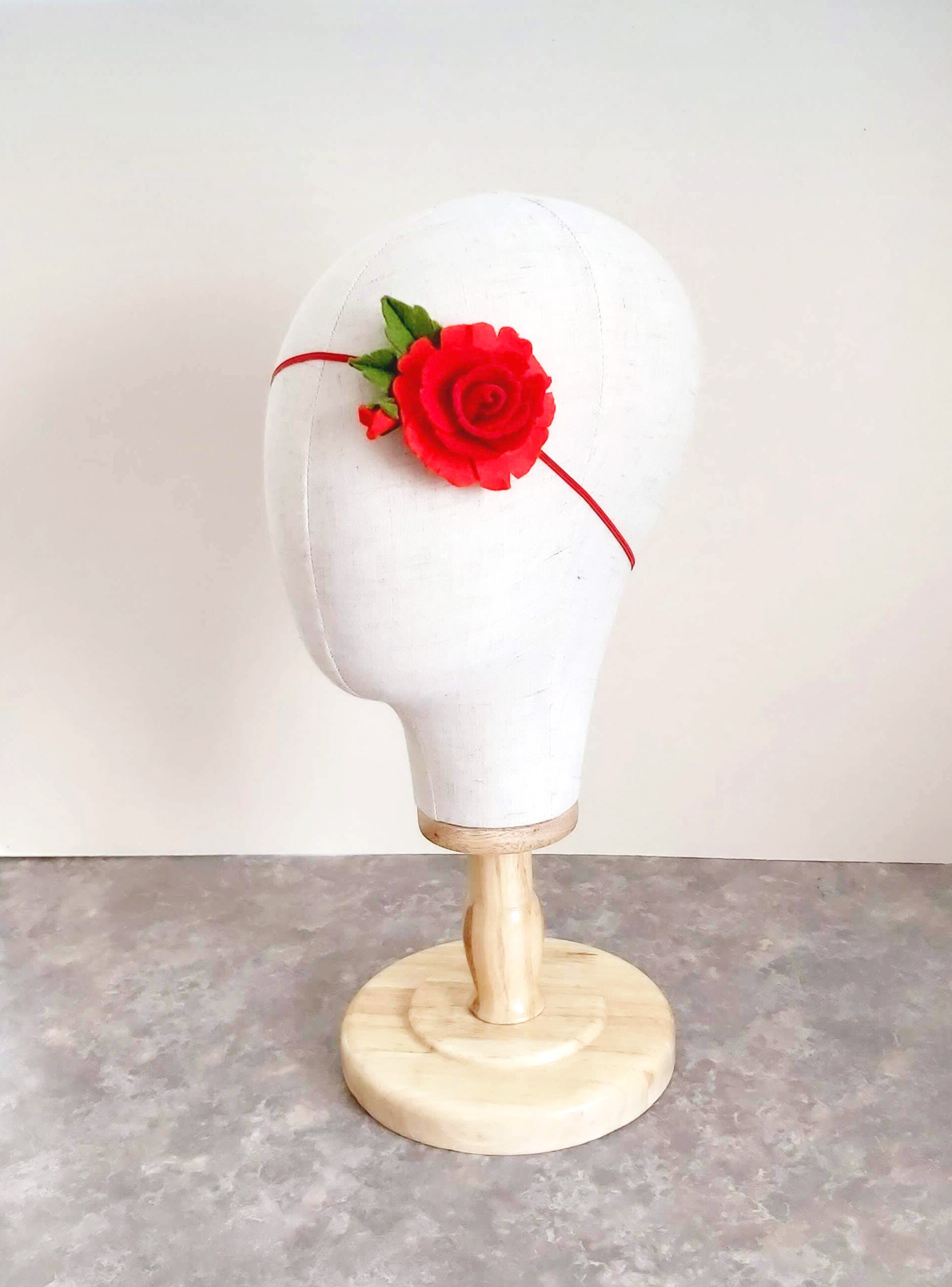Red Rose headband red rose hair clip felt flower hair clip | Etsy