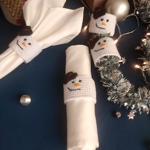 Set of 4 or 6 Snowman Napkin Rings, Christmas Napkin Rings, White ...
