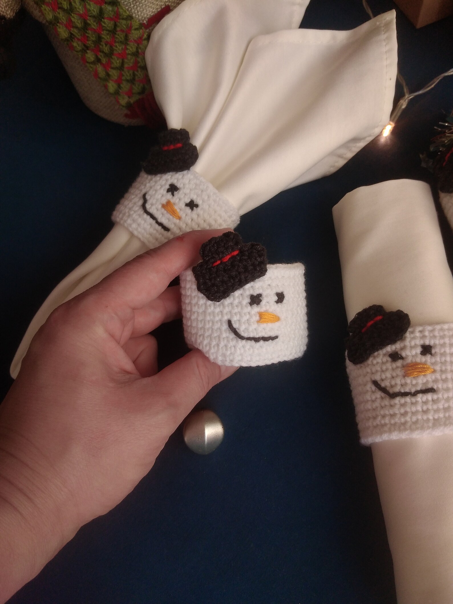Set of 4 or 6 Snowman Napkin Rings, Christmas Napkin Rings, White ...