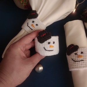 Set of 4 or 6 Snowman Napkin Rings, Christmas Napkin Rings, White ...
