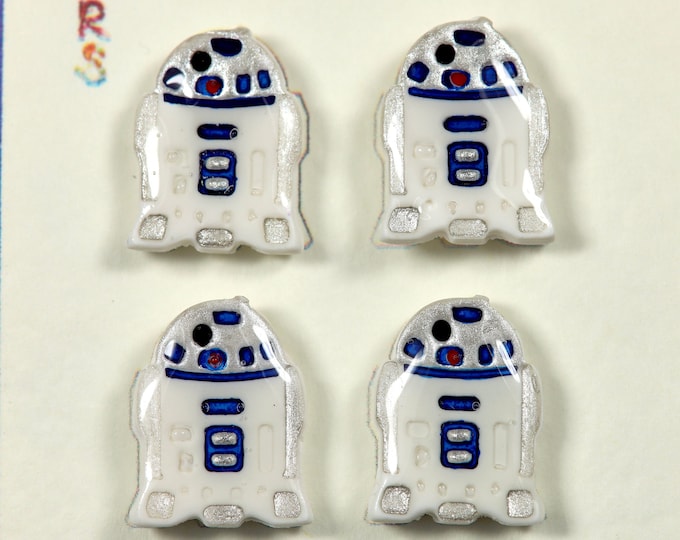Star Wars R2D2 4 X Shank Buttons. Set of 4 Star Wars Buttons in Polymer ...