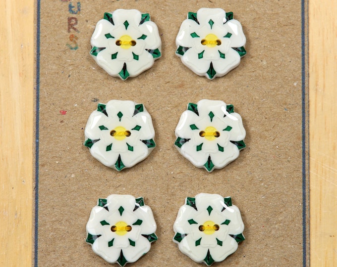 Yorkshire White Rose Buttons in Polymer Clay. Rose Buttons Hand Painted ...