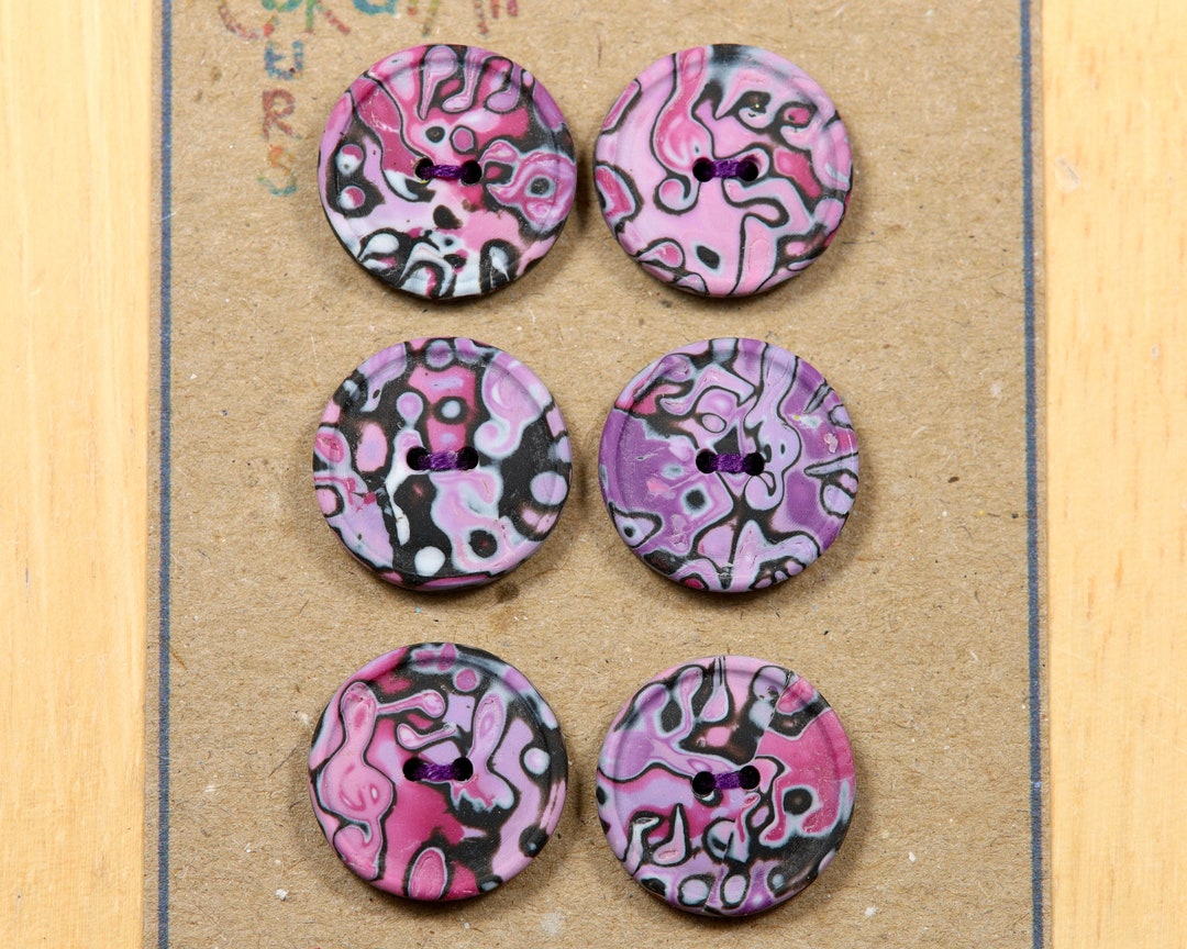 Musical Buttons in Mokume Gane Style With Clefs and Notes. Pack of 6 X ...