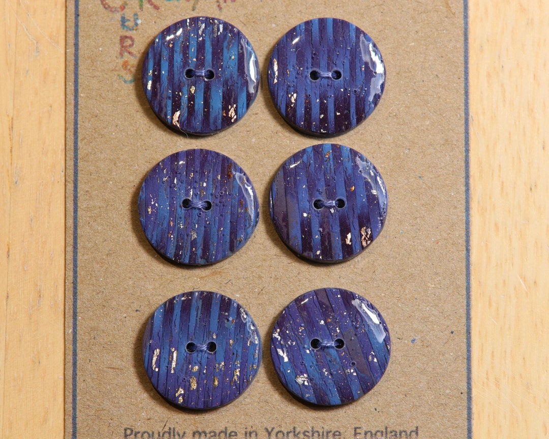 Dark Blue Purple 19mm Buttons With Metallic Glitter - Pack of 6 ...