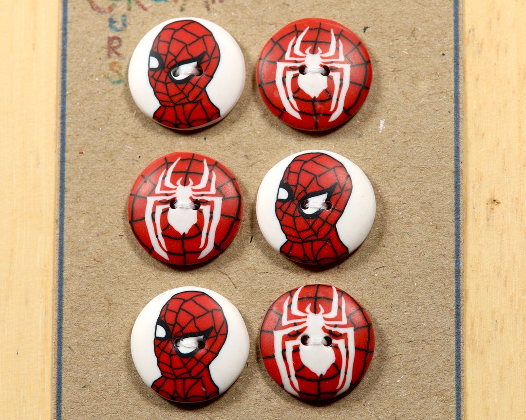 Spiderman Buttons 19mm & 23mm - 2 Designs Mixed Pack | Set of 6 Polymer ...