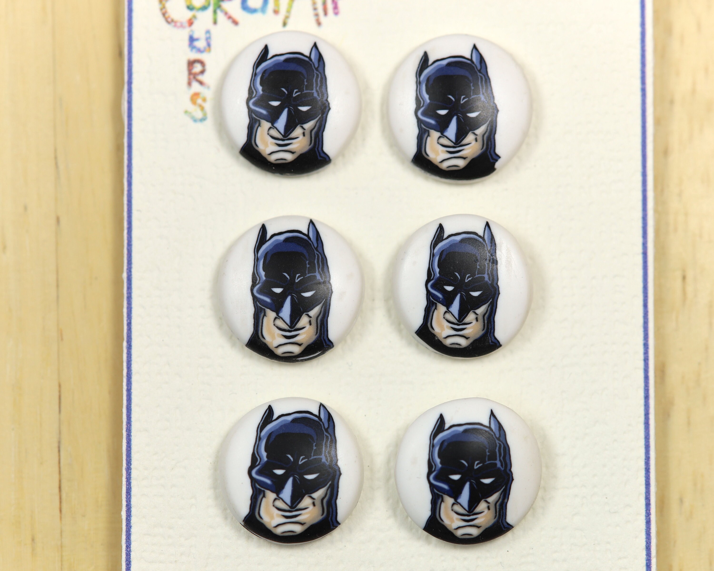 Batman Buttons x 6 with Shank. Superhero buttons in polymer | Etsy