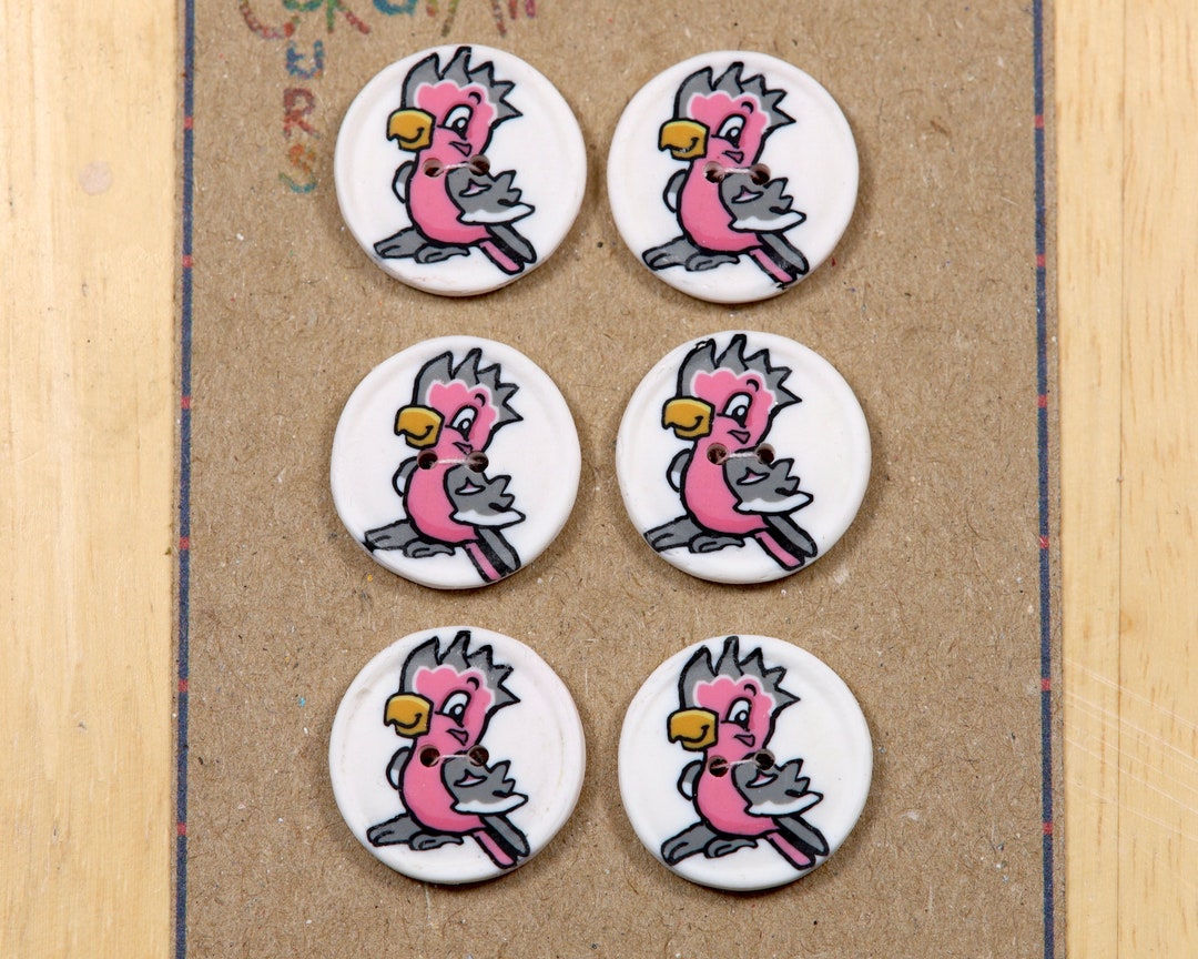 Pink Galah Bird Buttons. Pink Parrot Buttons. Australian Galah Buttons ...