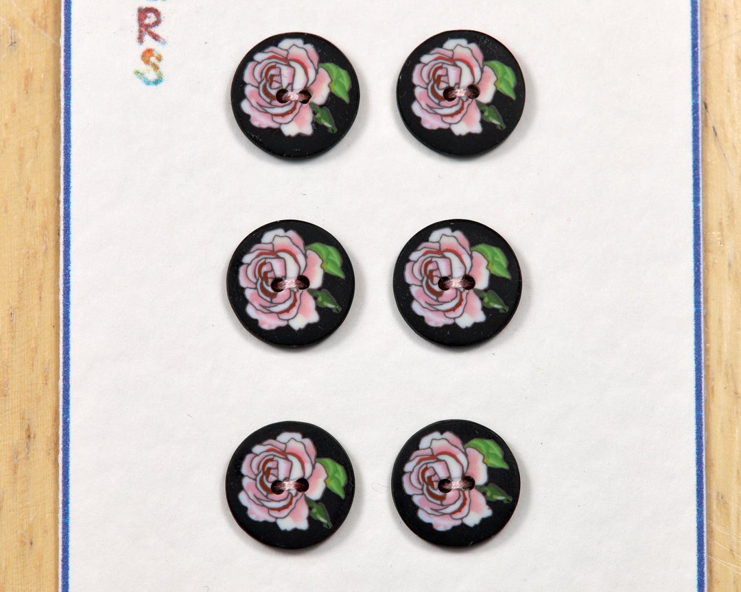 13mm Pink Rose Buttons - Pack of 6. Polymer Clay Flower Buttons - Etsy