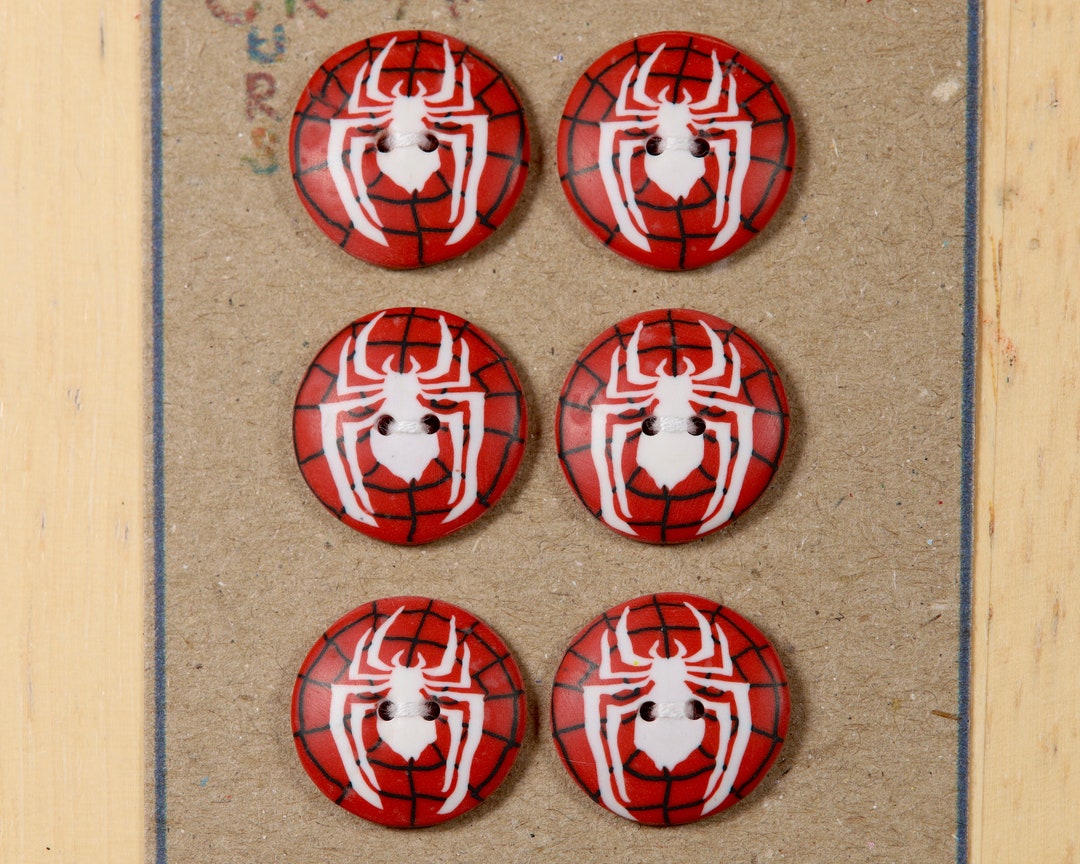 Spiderman Buttons 19mm or 23mm Diameter - White Spider - Set of 6 ...