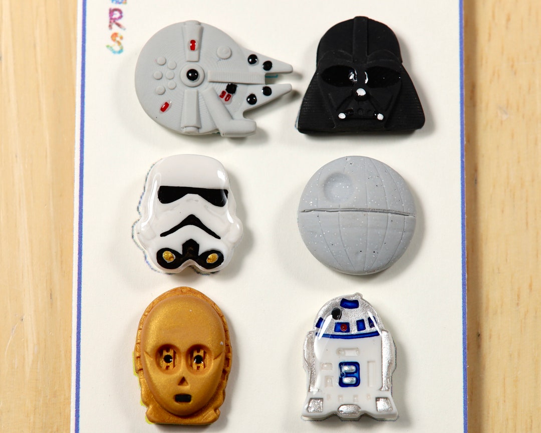Star Wars Shank Buttons Mixed Pack Sets. Millennium Falcon, Darth Vader ...