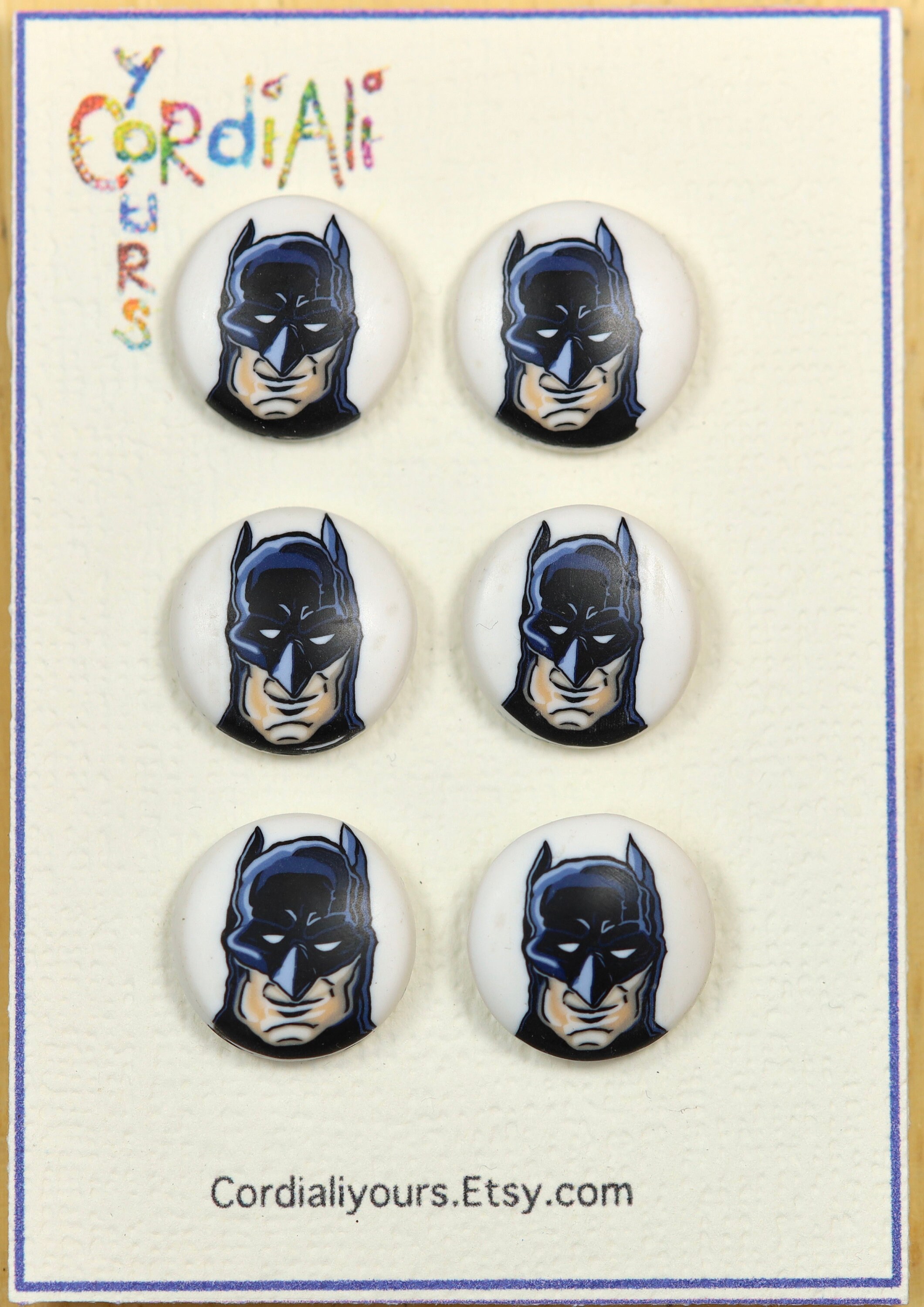 Batman Buttons x 6 with Shank. Superhero buttons in polymer | Etsy