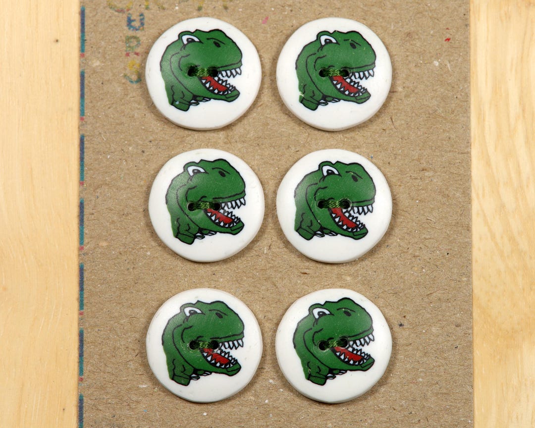 Dinosaur Buttons Pack of 6 in Polymer Clay | T-rex Sewing Buttons ...