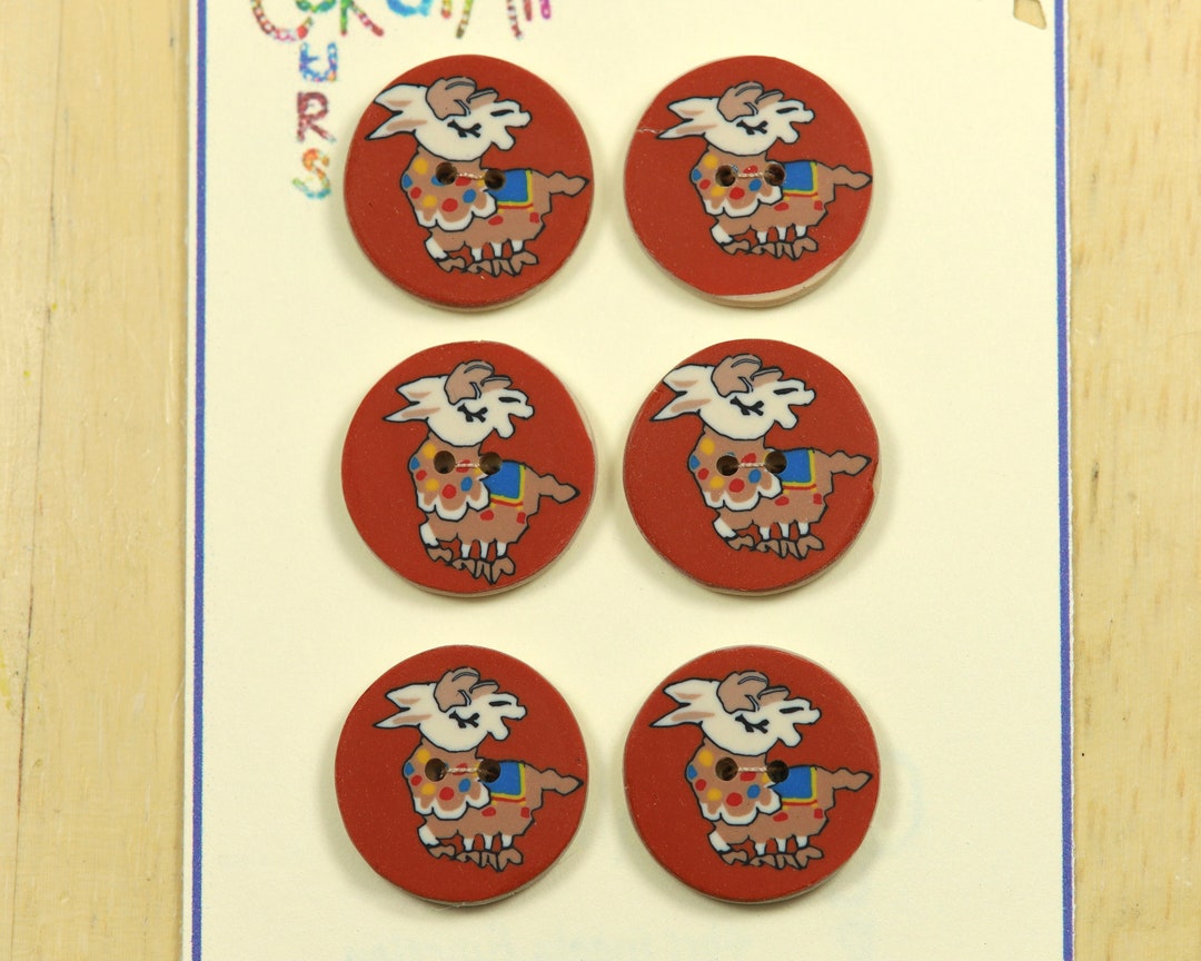 Llama Buttons Pack of 6 Medium. Animal Buttons. Polymer Clay Buttons - Etsy