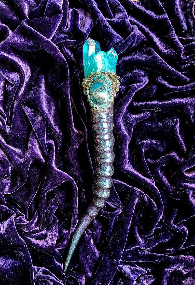 Crystal Wand Ritual Rattler Magic Wand Scepter Wiccan - Etsy