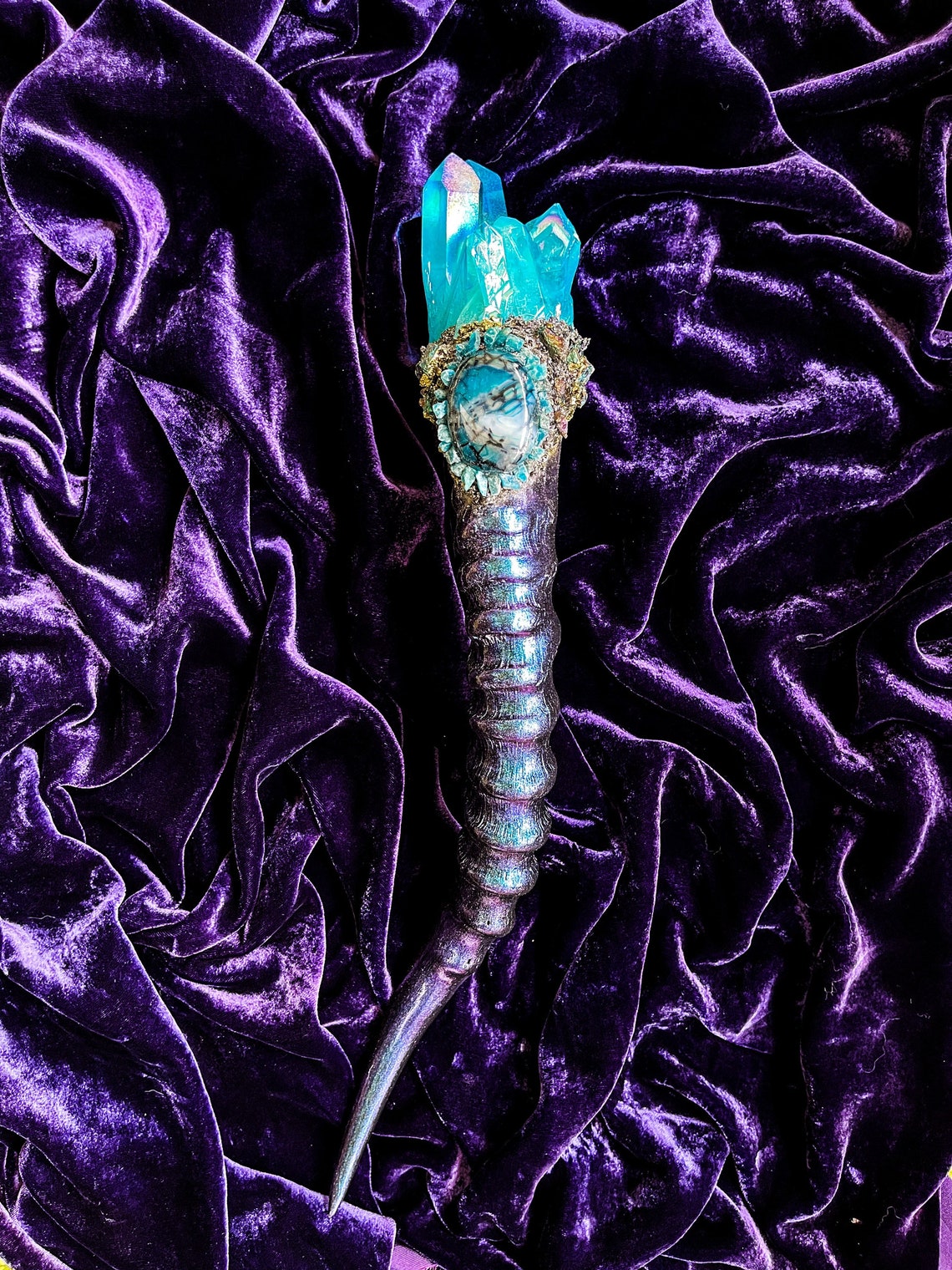Crystal Wand Ritual Rattler Magic Wand Scepter Wiccan - Etsy
