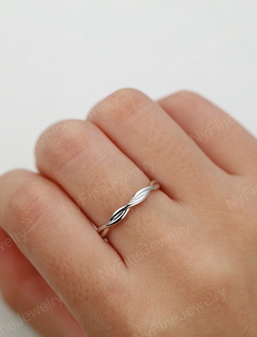 Twisted Wedding Band White Gold Simple Band Infinity Unique Full ...