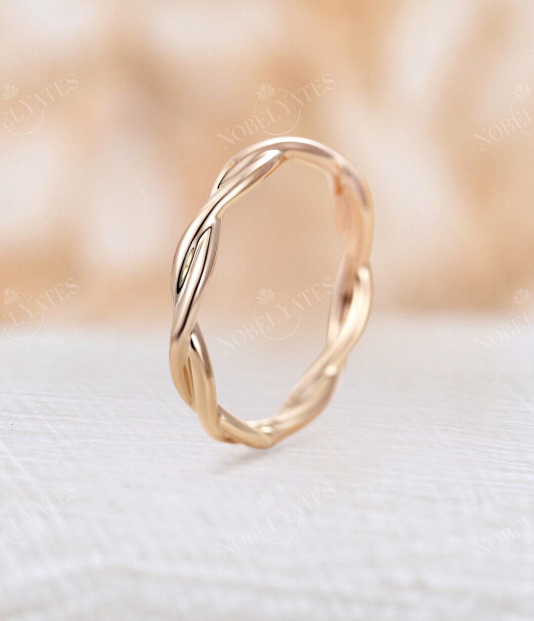 Classic Solid Gold Womens Band, Infinity Twist Wedding Band, Simple Daily Wear Band, Delicate ...