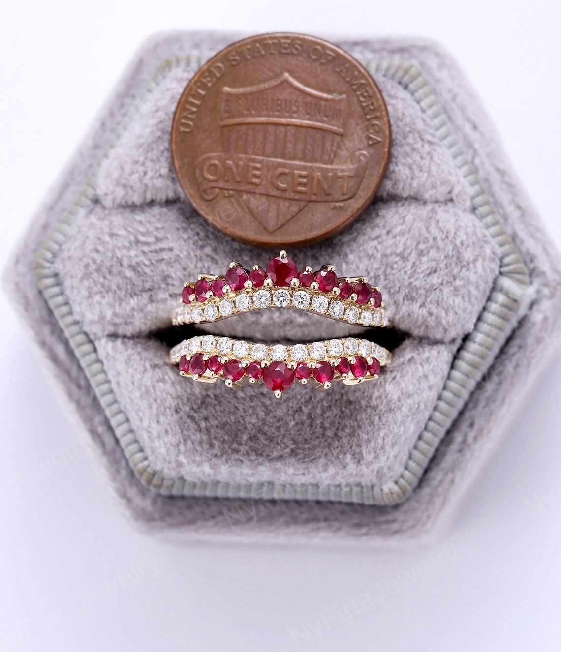 Ring enhancer Art deco Natural Ruby wedding band Unique | Etsy