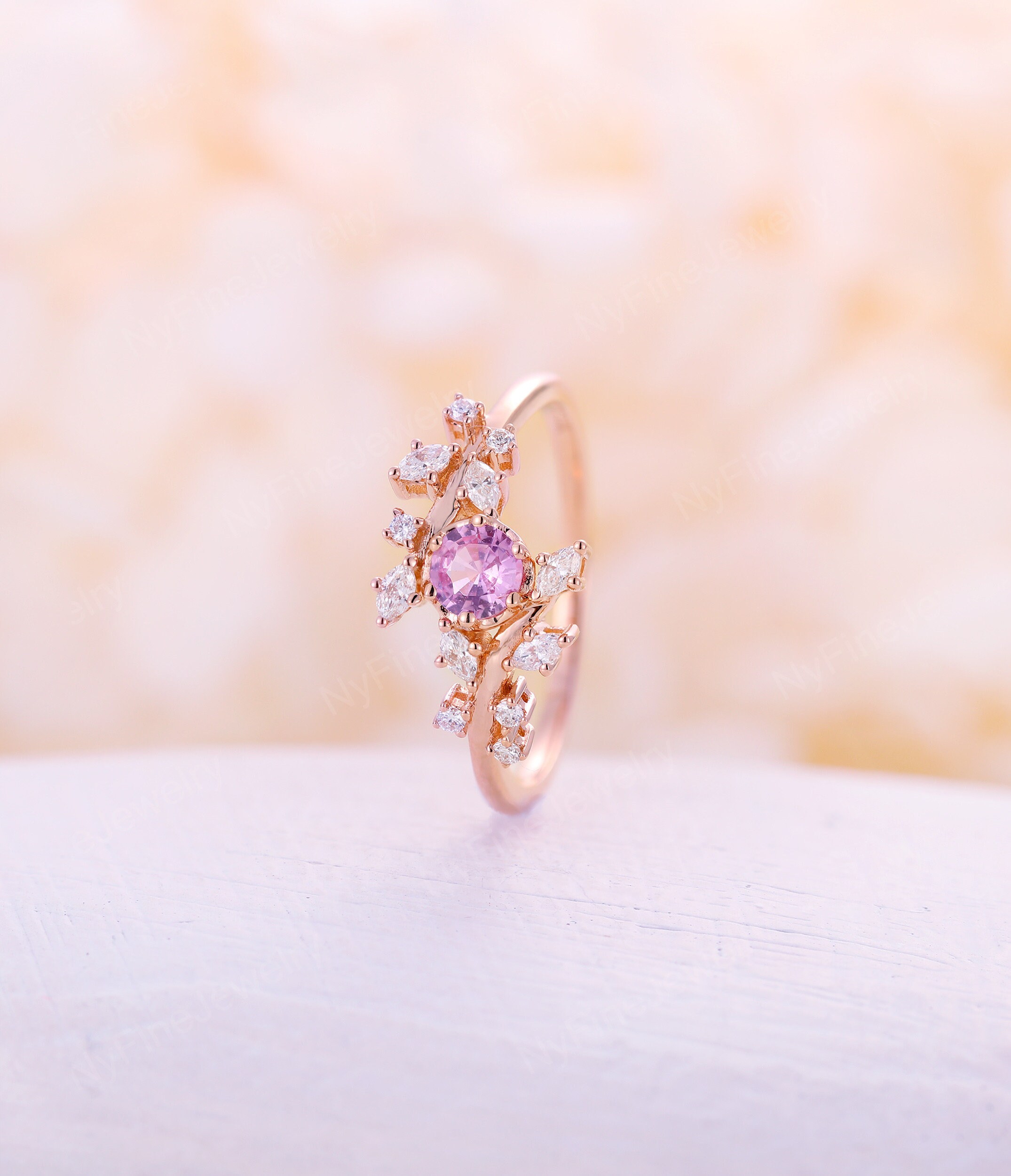 Pink Sapphire Engagement Ring Rose Gold Engagement Ring | Etsy