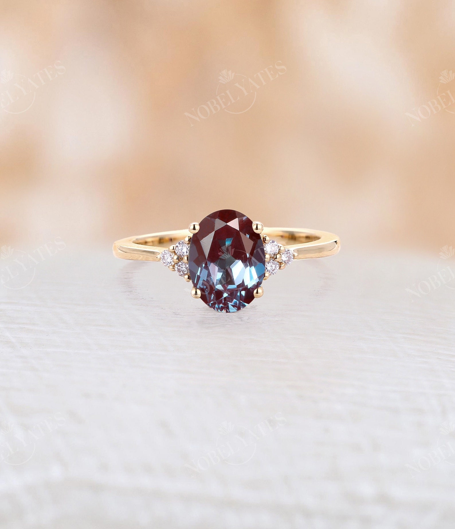 Vintage Alexandrite Engagement Ring Yellow Gold Oval Lab - Etsy