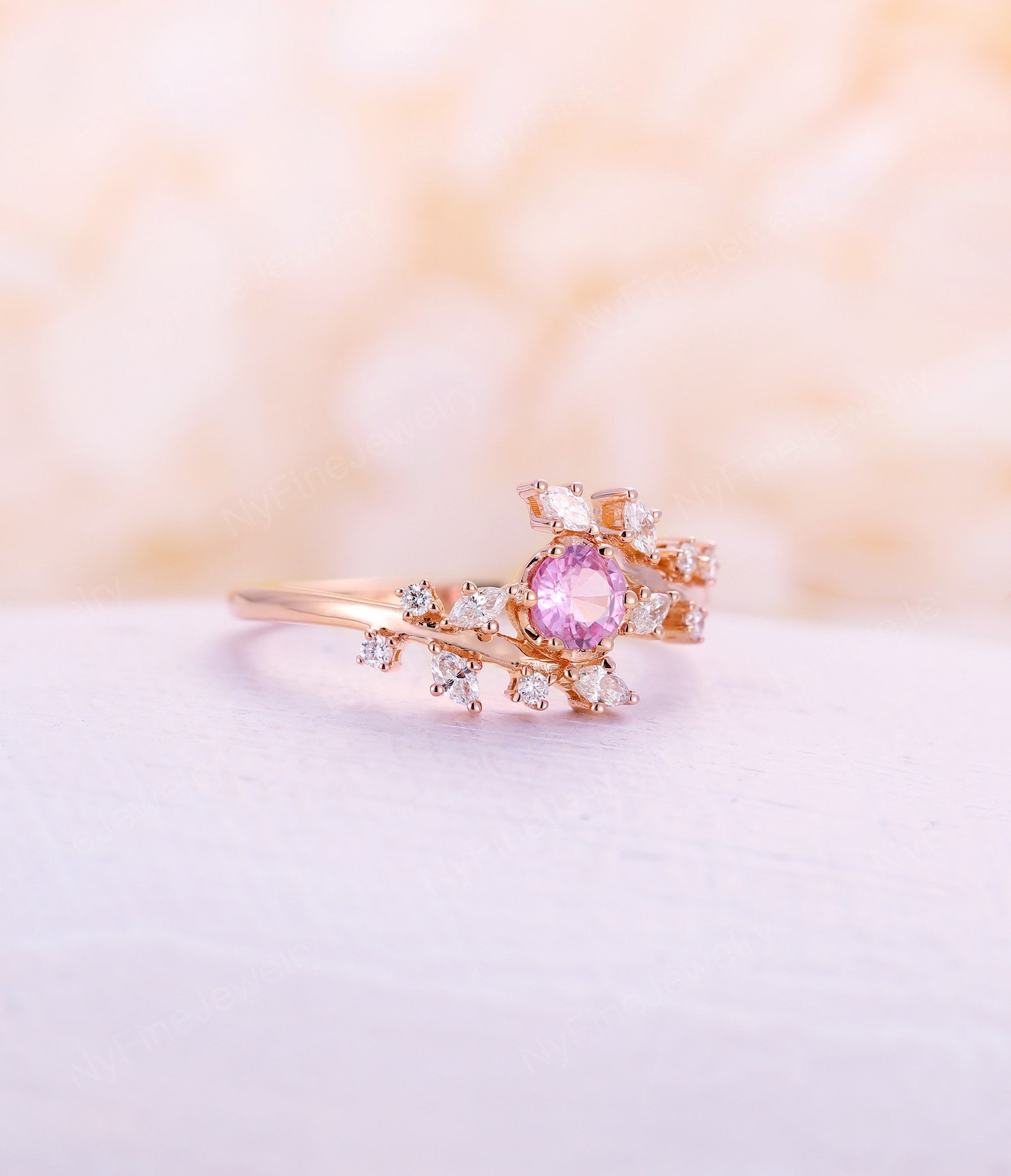 Pink Sapphire Engagement Ring Rose Gold Engagement Ring | Etsy