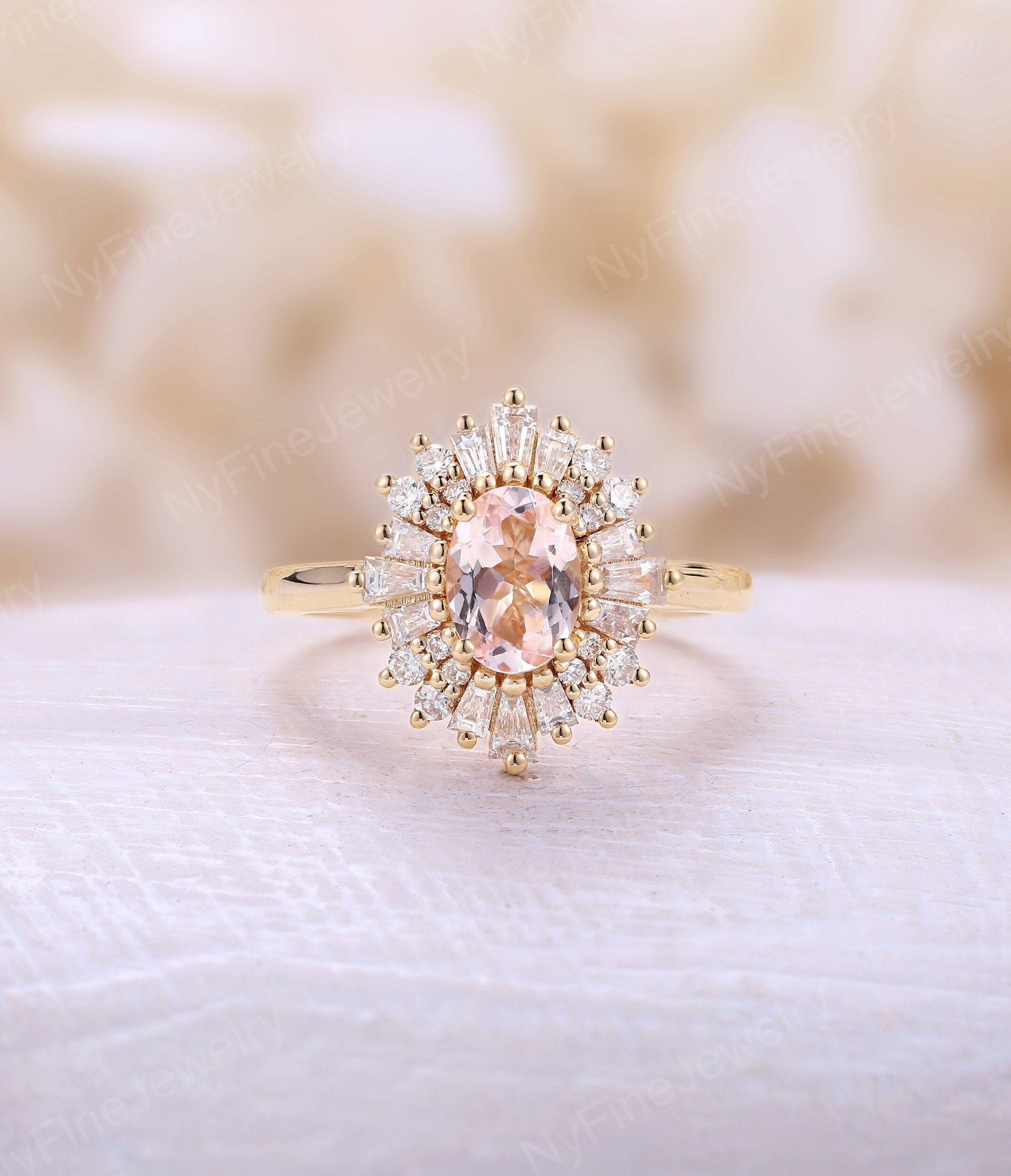 Baguette Morganite Promise Ring,Dainty Natural Morganite Engagement ...