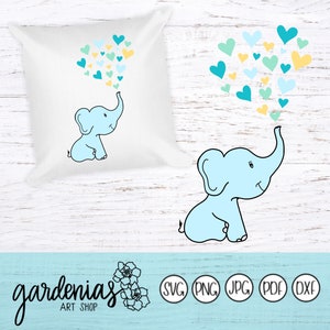 Baby Elephant With Hearts Svg Baby Elephant Love Cut File - Etsy