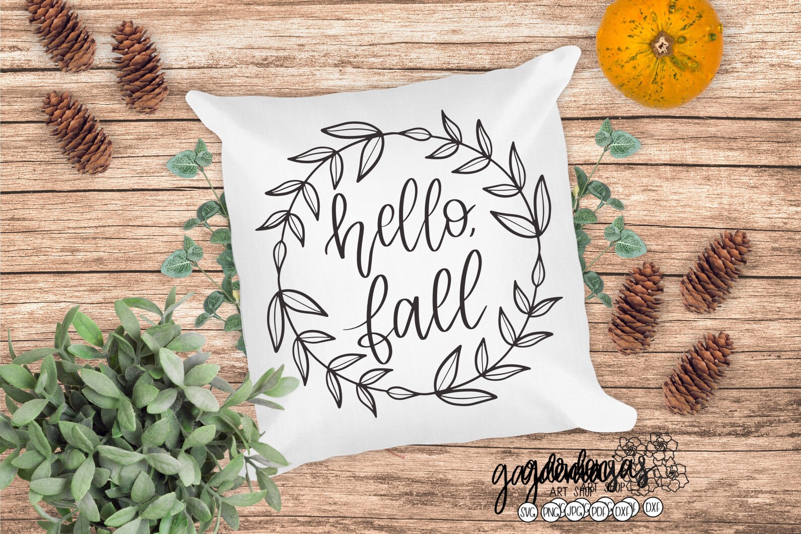 Hello Fall SVG, Hello Fall Cut File, Leaf Wreath, Wreath Leaves, Hello ...