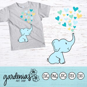 Baby Elephant With Hearts Svg, Baby Elephant Love Cut File, Elephant ...