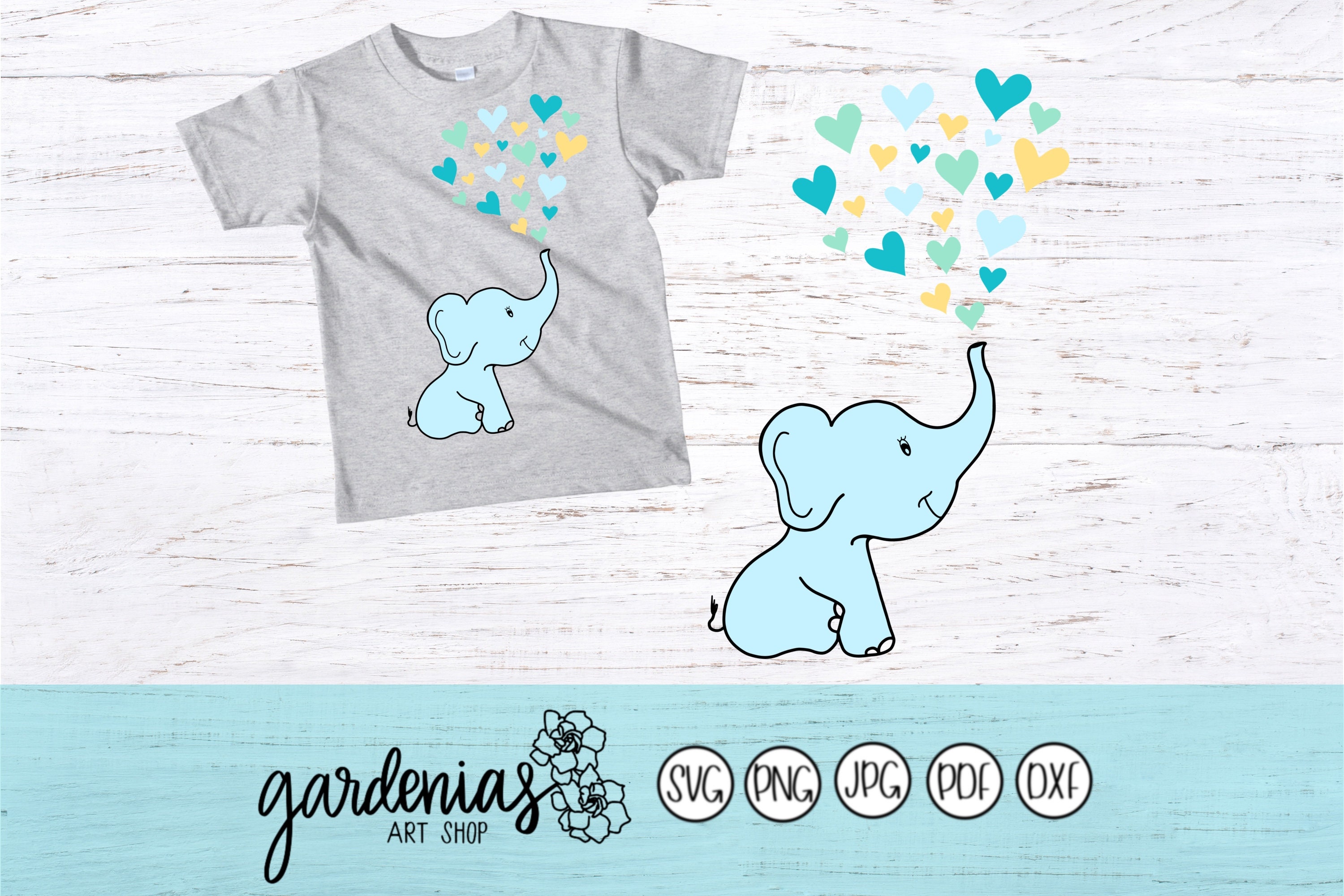 Baby Elephant With Hearts Svg Baby Elephant Love Cut File | Etsy
